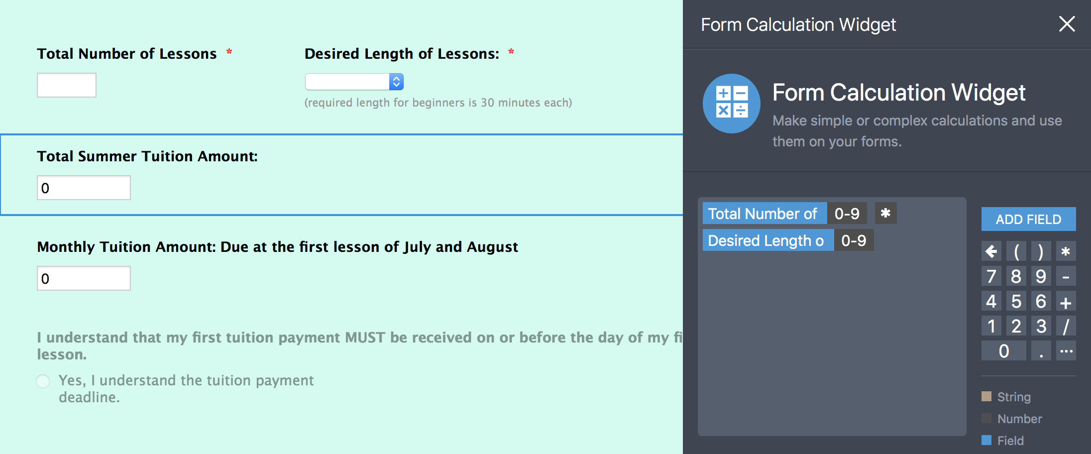Form Calculation Widget no longer working
